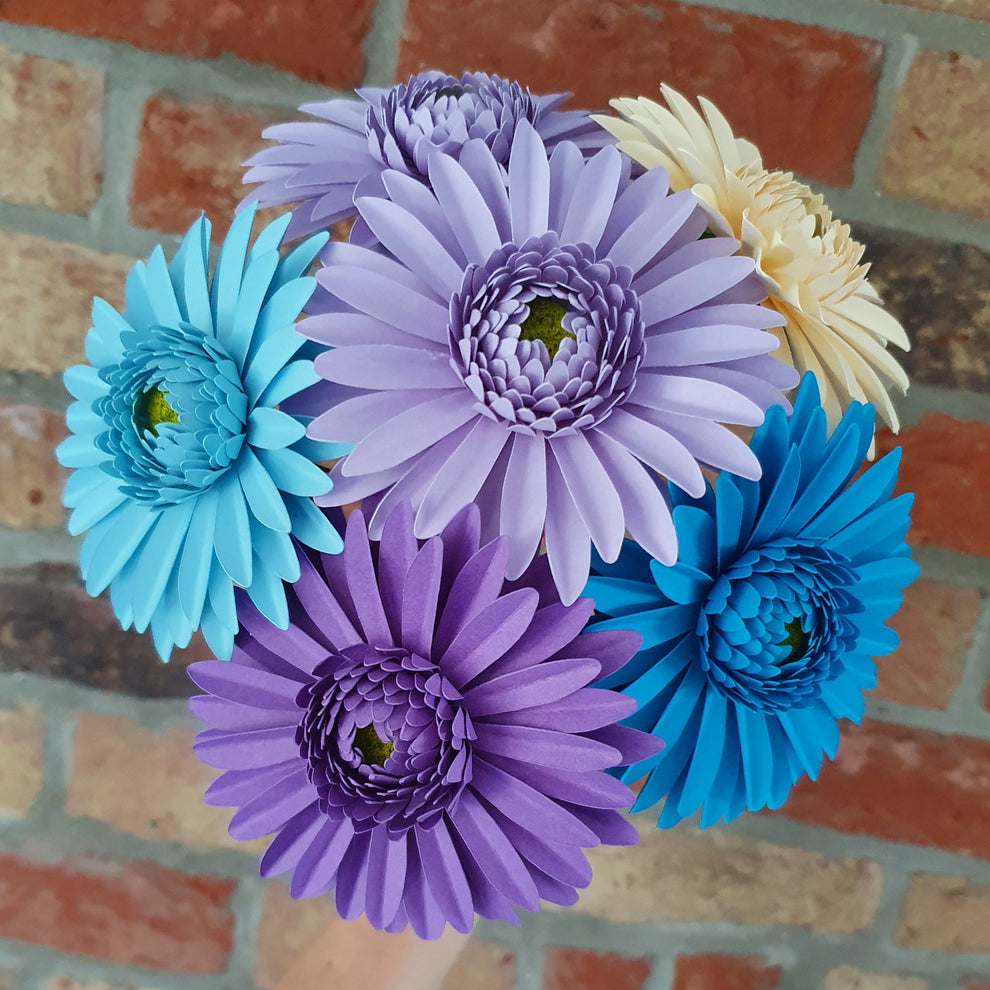 6 x Handmade Paper Gerbera Daisies – Paper Flowers By Nicky